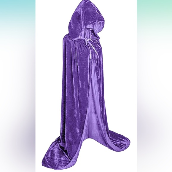 Other | Unisex Cosplay Halloween Hooded Cloak Long Velvet Purple Cape ...